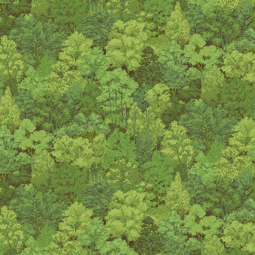 Makower Landscapes Trees 1353/G4 Patchwork & Quilting Fabric